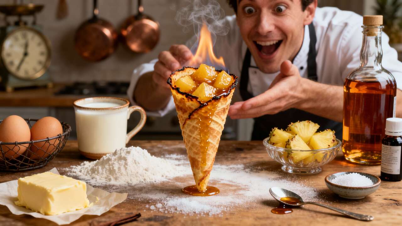 Cornet de crêpes flambé : une explosion de saveurs tropicales
